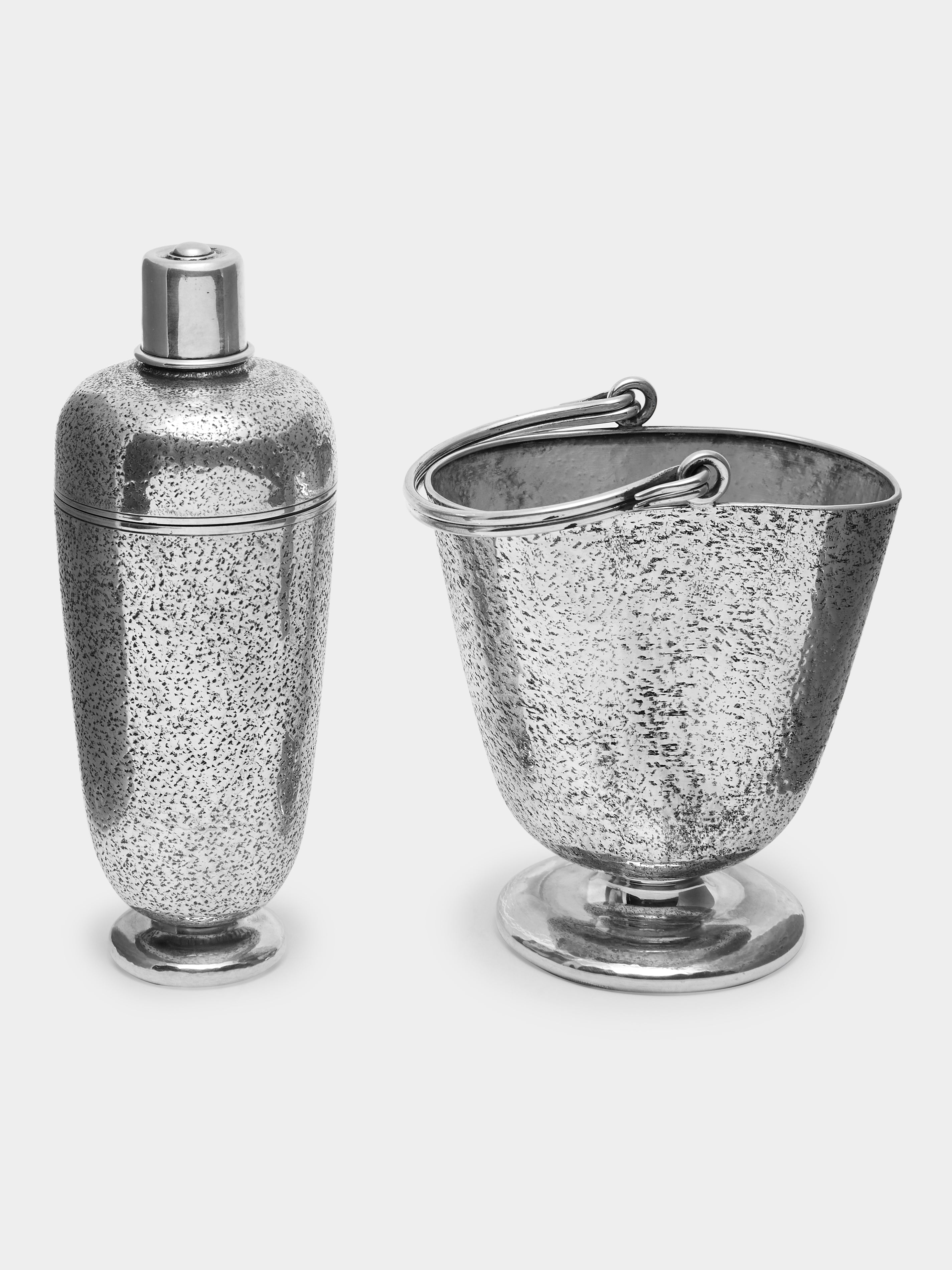 Silver 1950s Solid Silver Ice Bucket and Cocktail Shaker Set by Antique ...