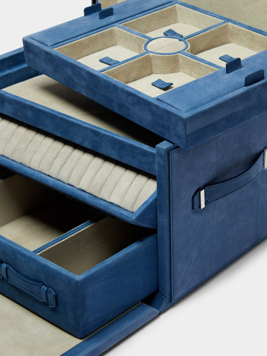 Blue Leather Large Jewelry Box by Asprey | ABASK