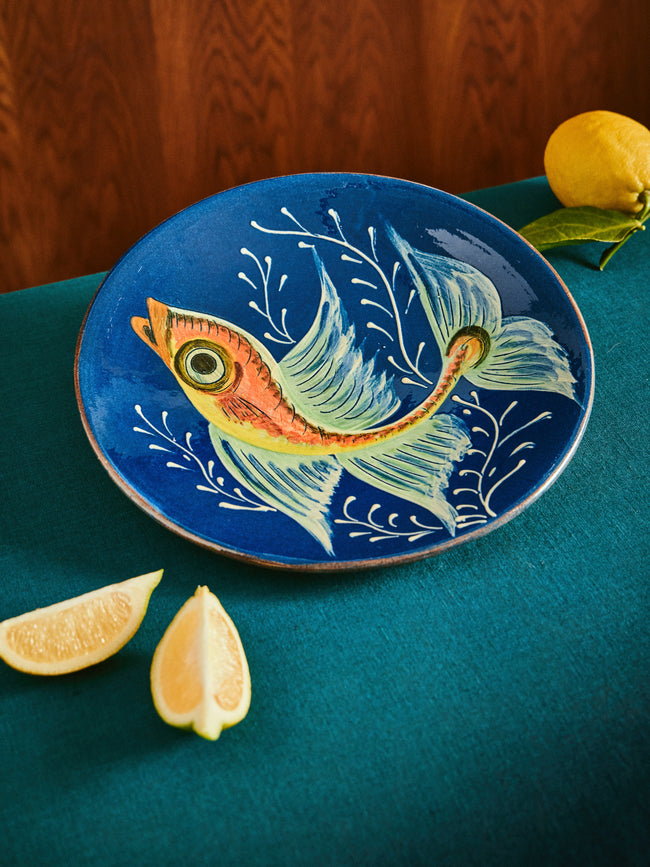 Blue Hand-Glazed Porcelain Long Serving Tray by Pottery & Poetry | ABASK US