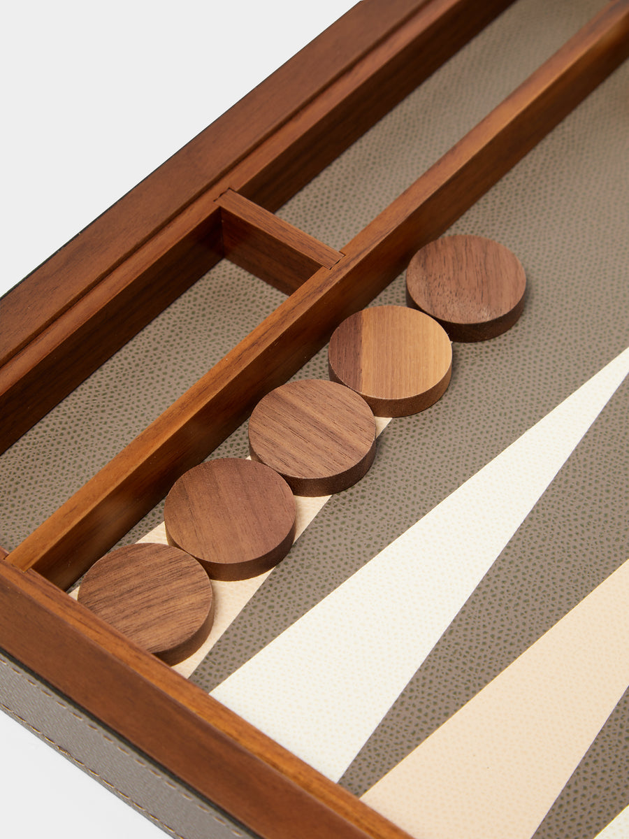 Brown Leather Backgammon Set by Giobagnara | ABASK