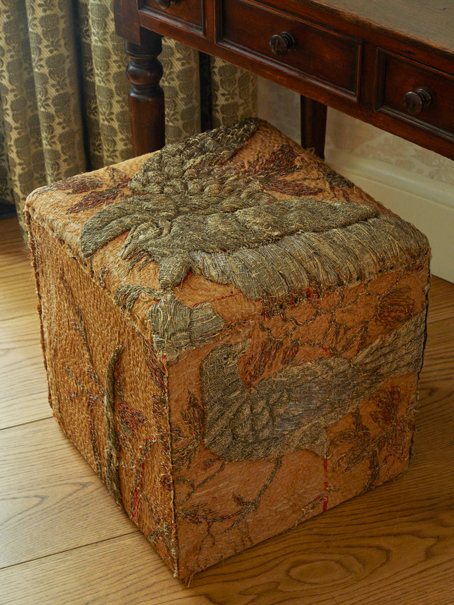 Red 19th Century English Crewel Cube by By Walid | ABASK US