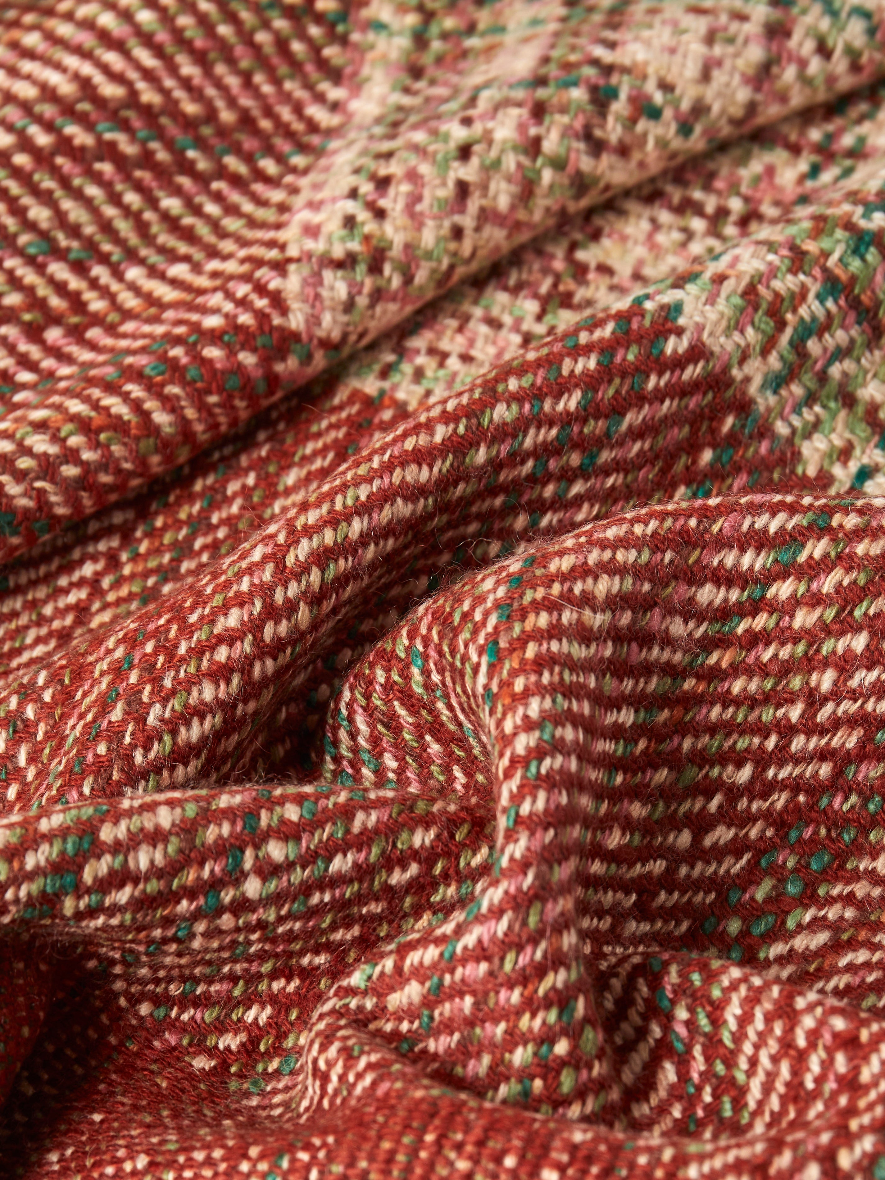 Red Textured Cashmere Throw (75in/1.9m) by Me & K | ABASK