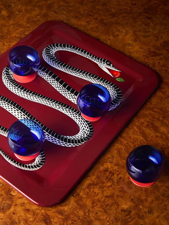 Brown 60s Rye Straw Inlay Wood Tray by Ruda Studio | ABASK UK