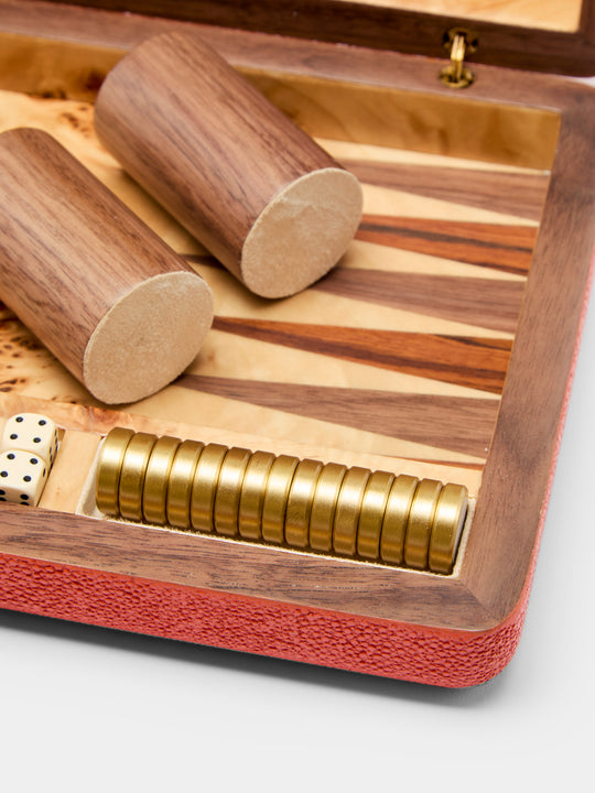 Blue Leather Backgammon Set by Giobagnara | ABASK UK