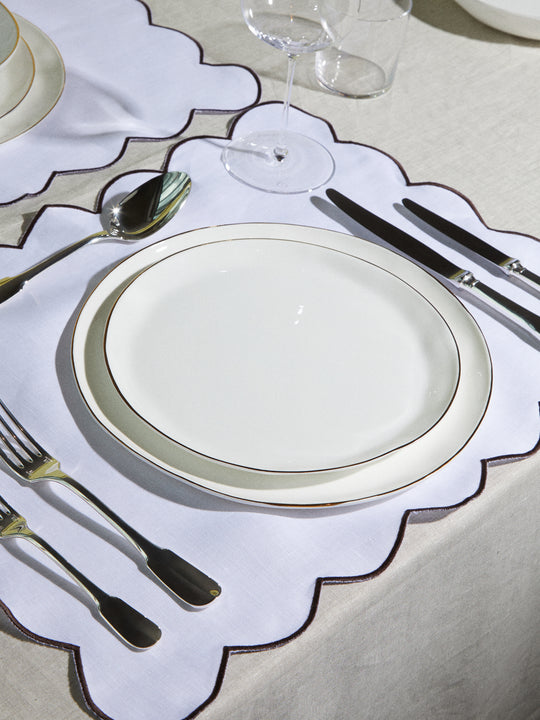 White Hand-Painted 24ct Gold and Bone China Salad / Dessert Plates – 9 ...