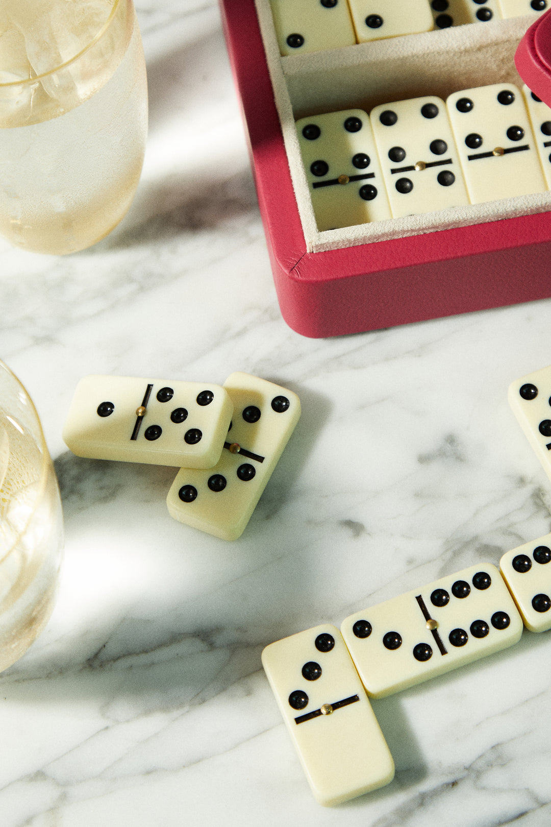 Red Leather Dominoes Set by William & Son | ABASK