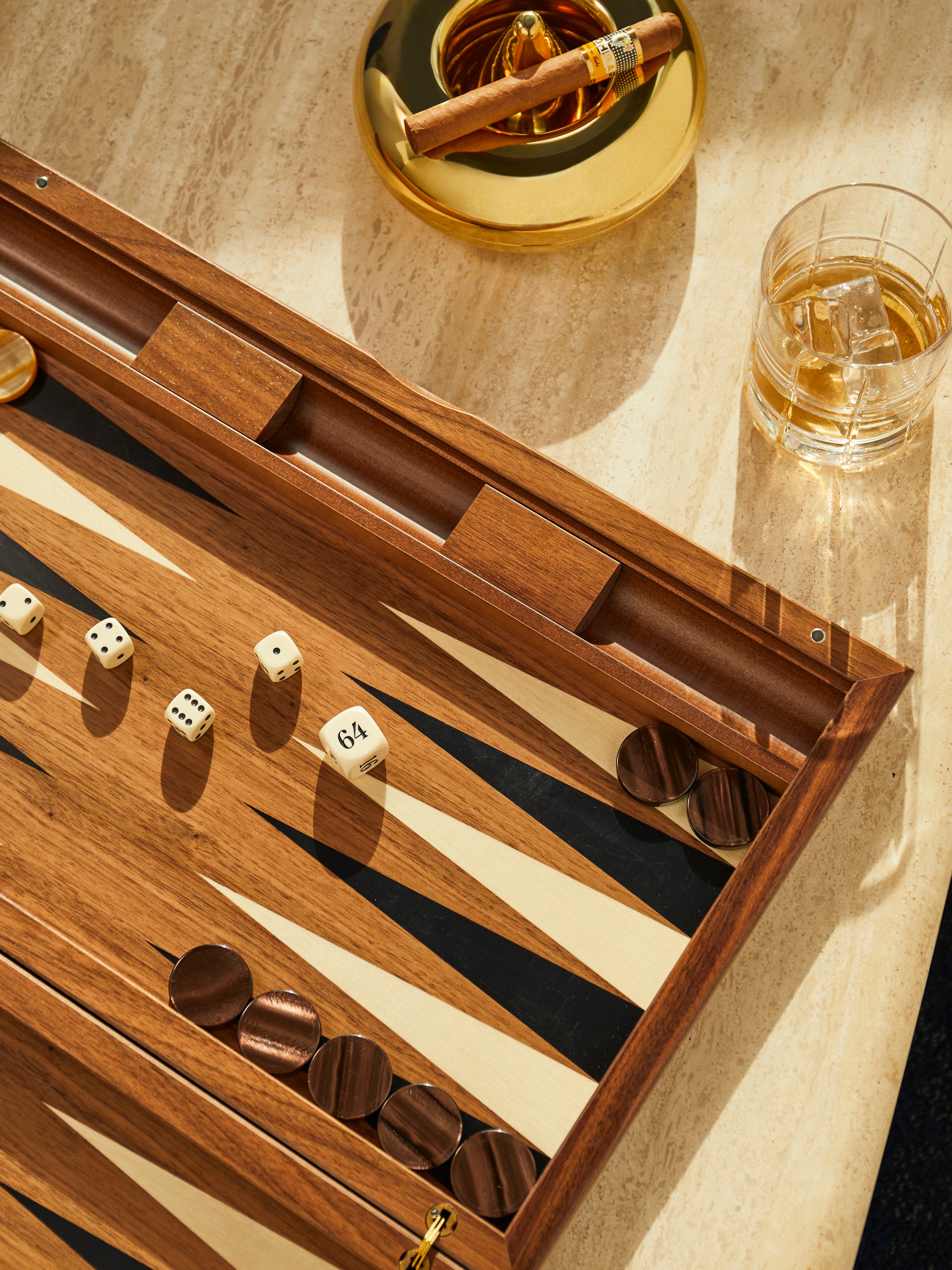 Brown Walnut Backgammon Set by Dal Negro | ABASK UK