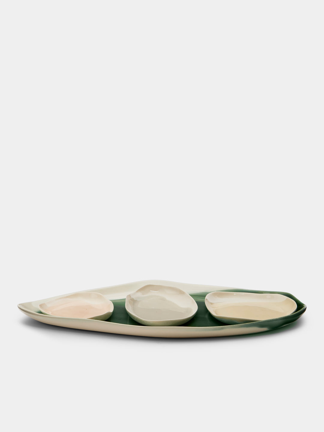 Green Hand-Glazed Porcelain Long Serving Tray by Pottery & Poetry | ABASK