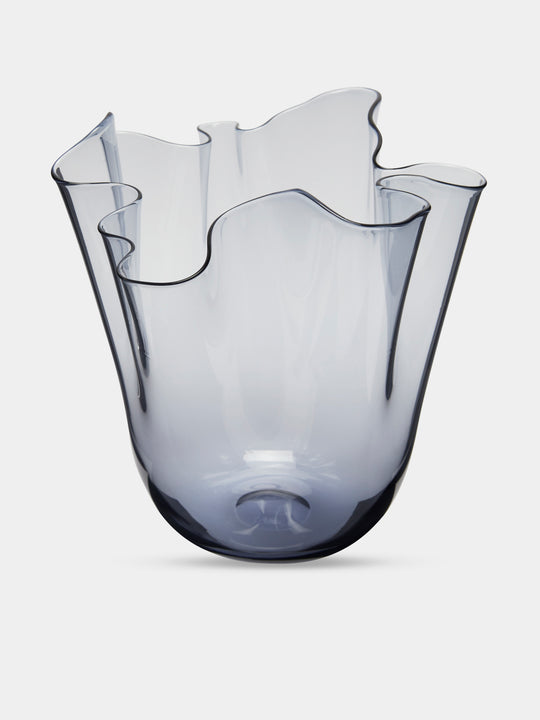 Gray Fazzoletto Hand-Blown Murano Glass Vase (12in/31cm) by Venini | ABASK