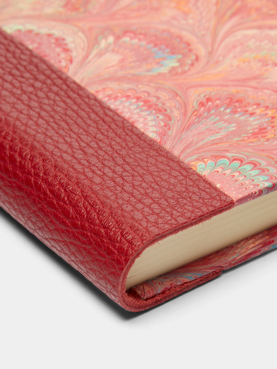 Blue Hand-Marbled Leather Bound Notebook by Giannini Firenze | ABASK US