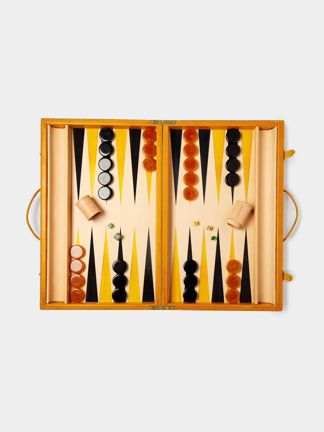 Yellow Wood and Leather Backgammon Set by Nick Plant | ABASK