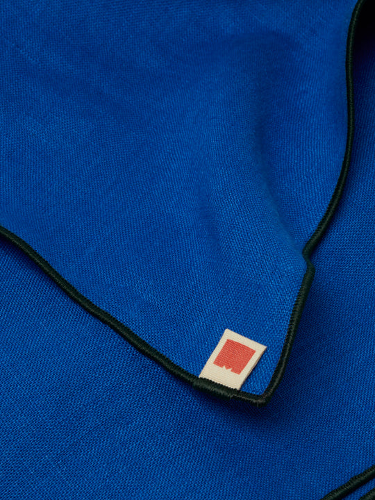 Blue Hand-Dyed Linen Contrast-Edge Napkins (Set of 4) by Madre Linen ...