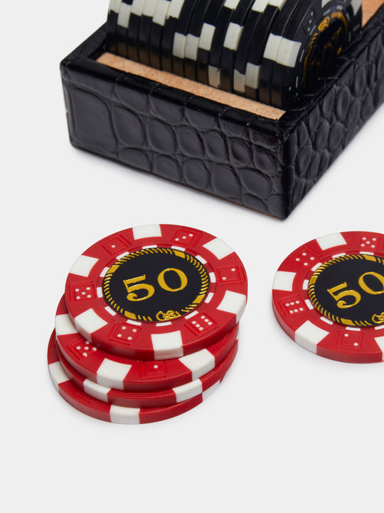 Green Leather Poker Set by Hector Saxe | ABASK