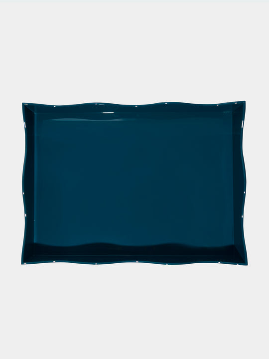 Blue Lacquered Large Stacking Tray by The Lacquer Company | ABASK US