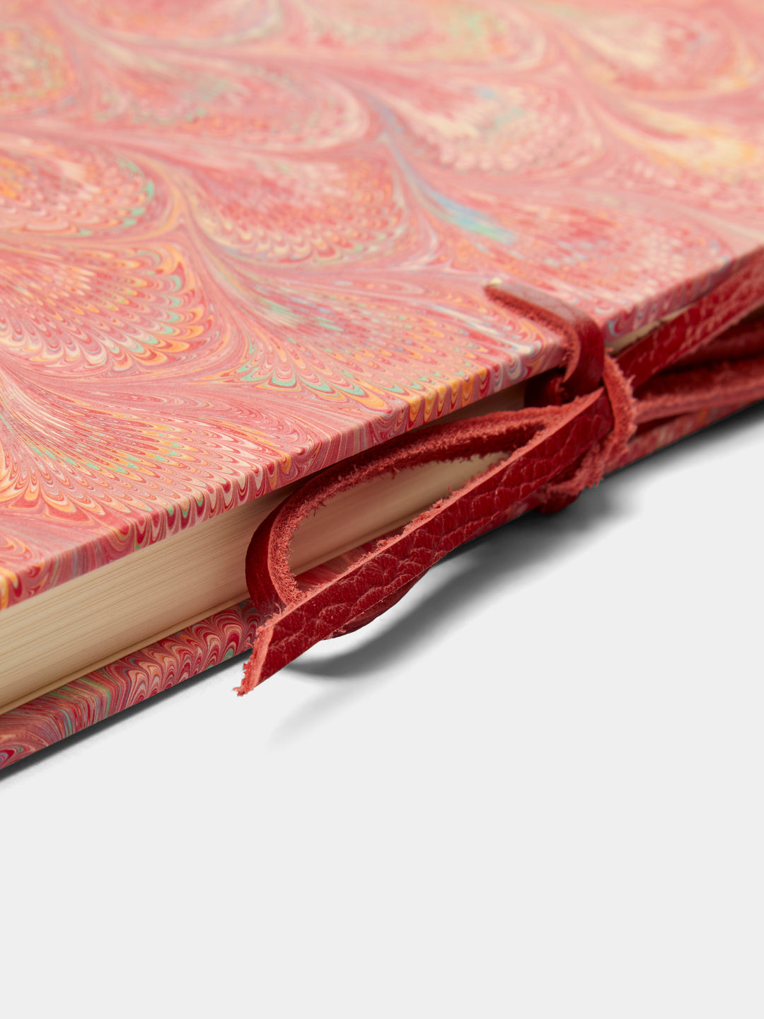 Red Hand-Marbled Leather Bound Notebook by Giannini Firenze | ABASK US