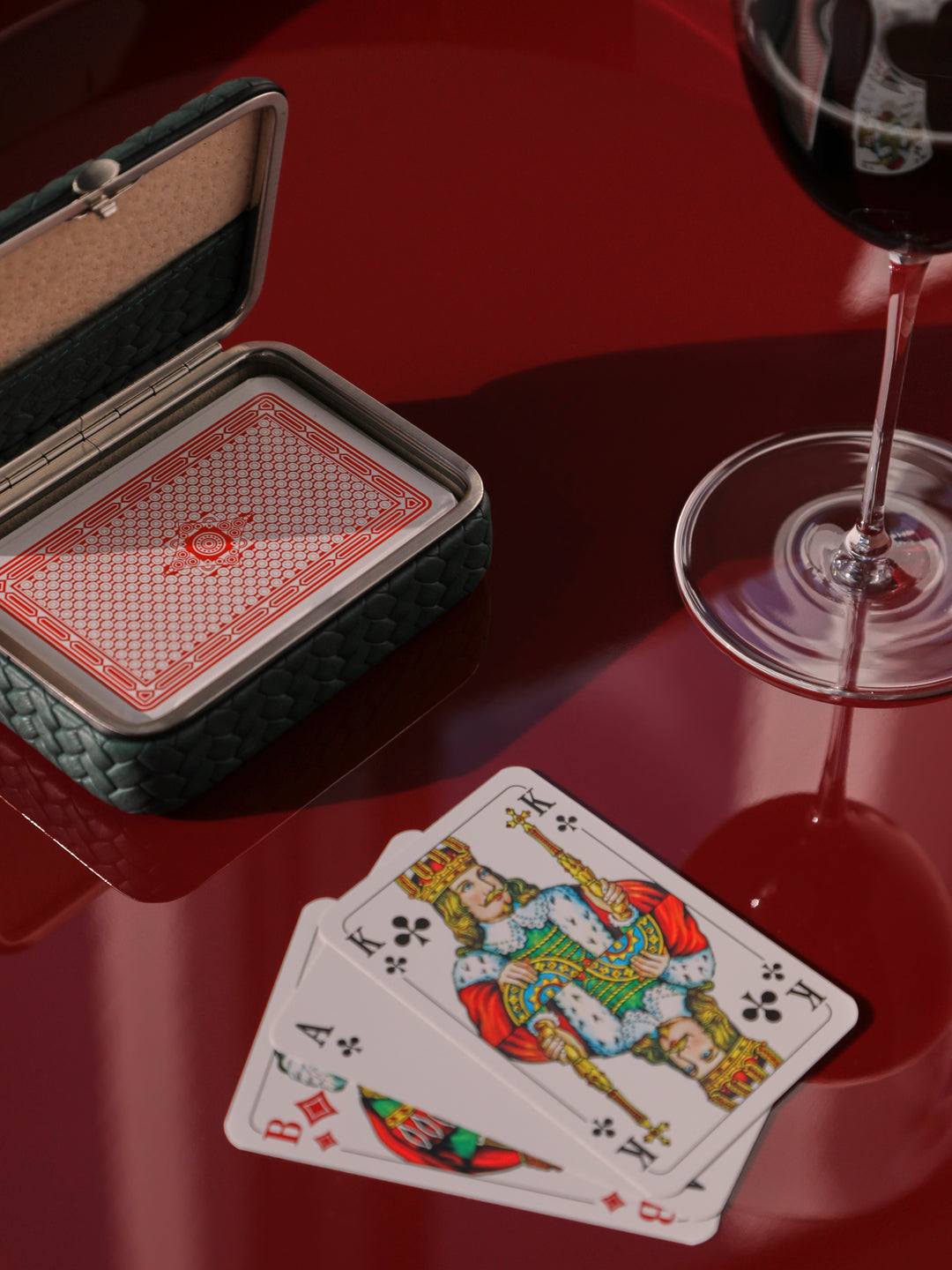 Green Leather Playing Cards Set by F. Hammann | ABASK
