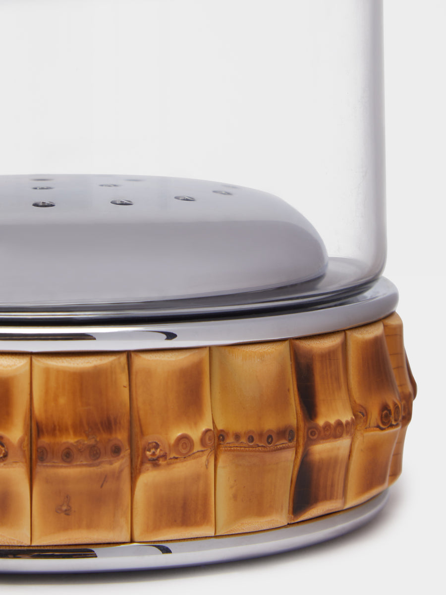 Brown Chrome-Plated Bamboo Ice Bucket by Lorenzi Milano | ABASK