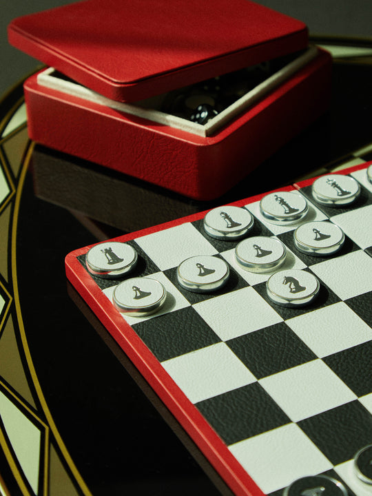 Red Leather Snakes & Ladders and Ludo Games Compendium by William & Son ...