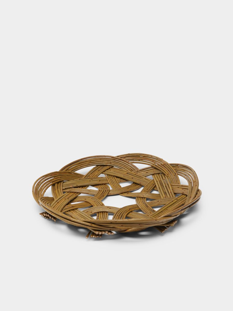 Brown Handwoven Willow Celtic Knot Round Tray (11in/28cm) by Rachel ...